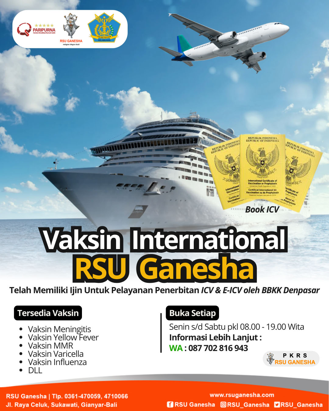 Vaksin Internasional, tersedia book ICV & E-ICV - RSU Ganesha